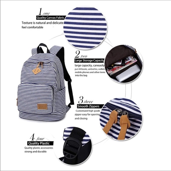 Bags | Stripe Backpack | Poshmark